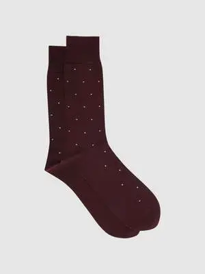 REISS Polka Dot Socks - Bordeaux