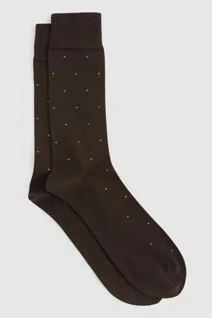 REISS Polka Dot Socks Dark Brown