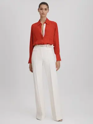 REISS Rose Contrast Trim Button-through Shirt