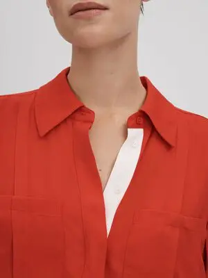 REISS Rose Contrast Trim Button-through Shirt