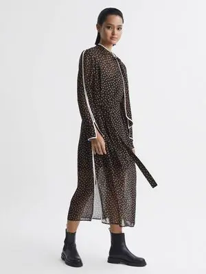 REISS Aria Polka Dot Midi Dress