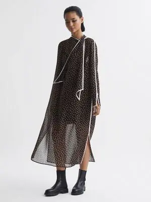 REISS Aria Polka Dot Midi Dress