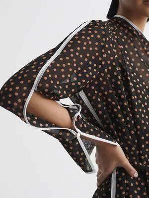 REISS Aria Polka Dot Midi Dress