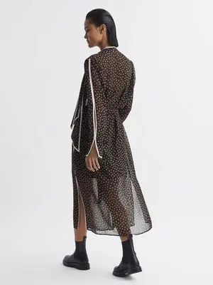 REISS Aria Polka Dot Midi Dress
