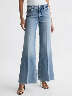 Good American Mid Palazzo Jeans - Mid Blue