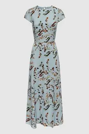 periwinkle blue midi dress Mikado Jacquard Midi Dress in Periwinkle Blue