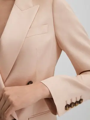 REISS Eve Double Breasted Satin Blazer