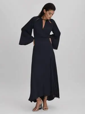 REISS Andra Flute Sleeve Midi Dress