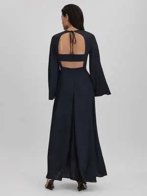 REISS Andra Flute Sleeve Midi Dress