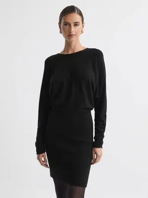 REISS Lucy Cashmere-wool Blend Draped Mini Dress