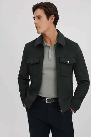 REISS Peridoe Wool Blend Zip-through Jacket