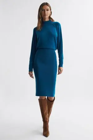 REISS Freya Wool Blend Midi Dress