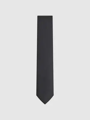 REISS Ceremony Textured Silk-blend Tie - Black