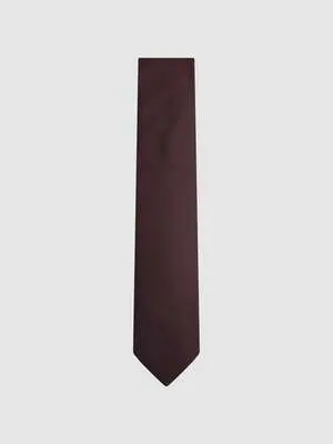 REISS Ceremony Textured Tie - Burgundy
