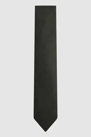 REISS Reiss Ceremony Silk Blend Tie Dark Green