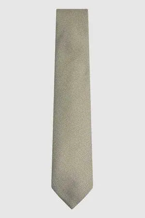 REISS Reiss Ceremony Silk Blend Tie Green