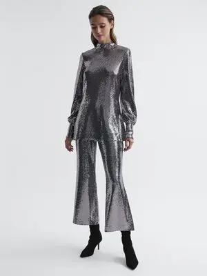 REISS Valeria Sequin Trousers