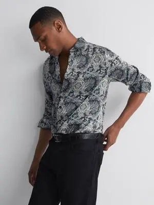 REISS Cousin Multi Cousin Paisley Print Button-through Shirt