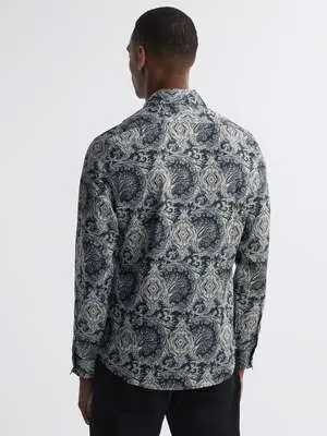REISS Cousin Multi Cousin Paisley Print Button-through Shirt