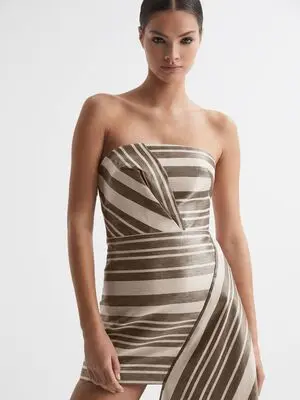Acler Striped Strapless Mini Dress
