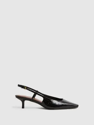 REISS Jade Leather Slingback Heels