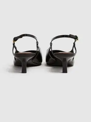 REISS Jade Leather Slingback Heels