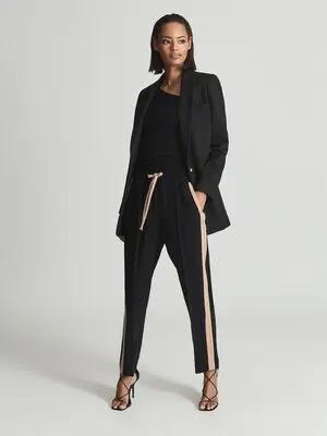 REISS Tapered Trousers With Contrast Side Stripe