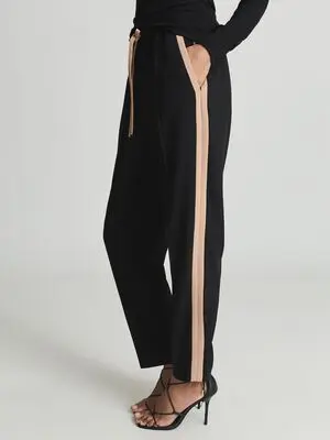 REISS Tapered Trousers With Contrast Side Stripe