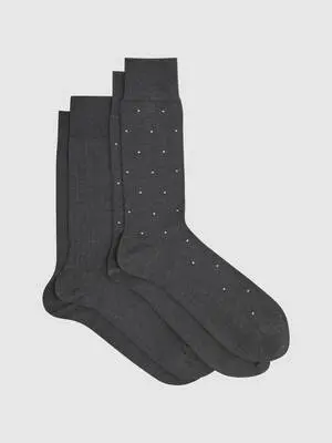 REISS 2 Graham Cotton-blend Socks - Charcoal