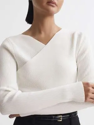 REISS Heidi Knitted Wrap Top