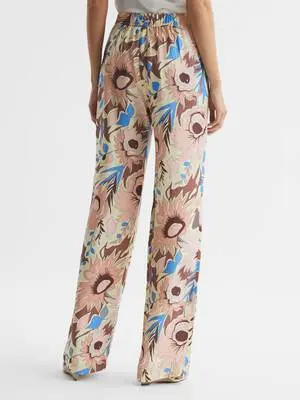 REISS Liv Floral Printed Wide Leg Trousers