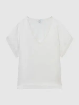 REISS Natalia Silk-front T-shirt