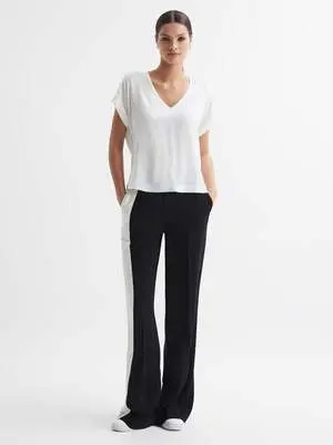 REISS Natalia Silk-front T-shirt