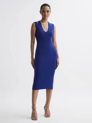 REISS Kara Knitted Midi Dress