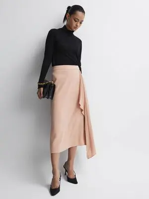 REISS Ash High-rise Ruffle Midi Skirt