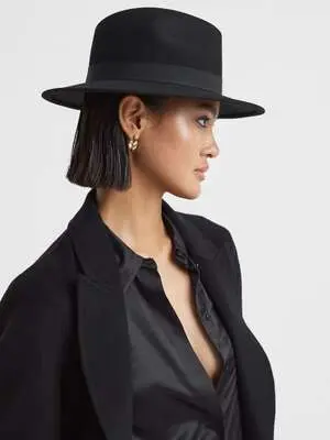 REISS Ashbourne Wool Fedora Hat