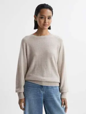 REISS Andi Oversized Wool Blend Crew Neck Jumper