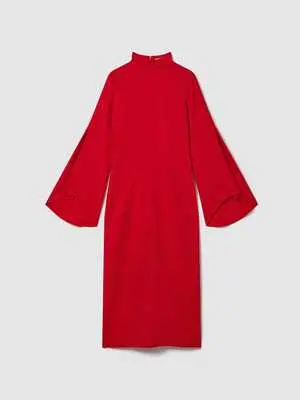 REISS Katya Flute Sleeve Bodycon Midi Dress
