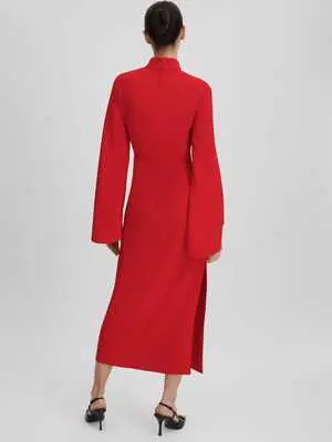 REISS Katya Flute Sleeve Bodycon Midi Dress
