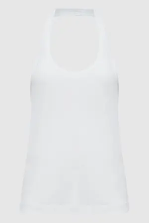 REISS Molly Cotton Halter Neck Vest - White