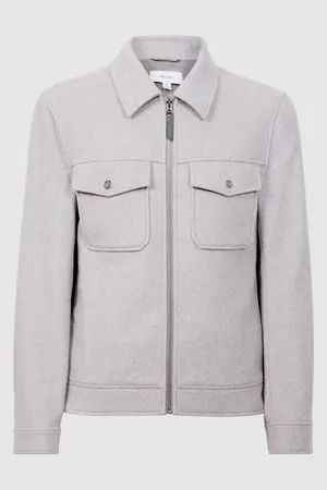 REISS Peridoe Wool Zip Through Jacket