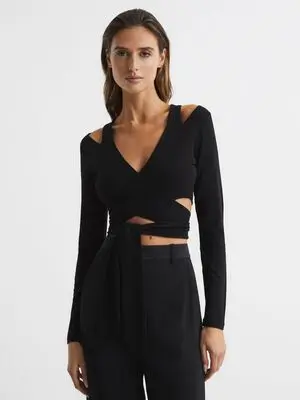 REISS Camille Tie-front Crop Top