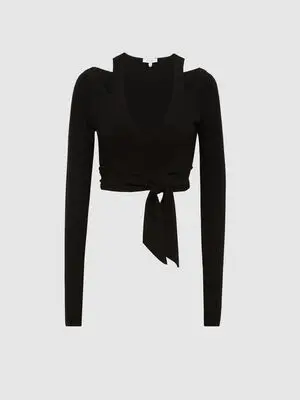 REISS Camille Tie-front Crop Top
