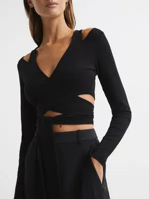 REISS Camille Tie-front Crop Top