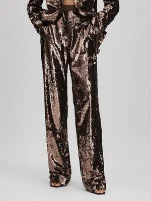 Halston Sequin Wide-leg Trousers