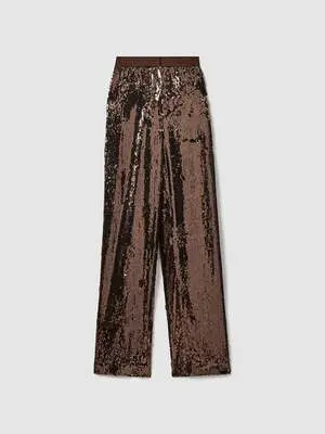 Halston Sequin Wide-leg Trousers