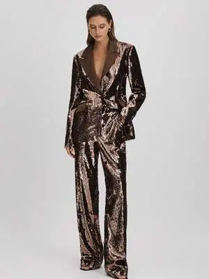 Halston Sequin Wide-leg Trousers