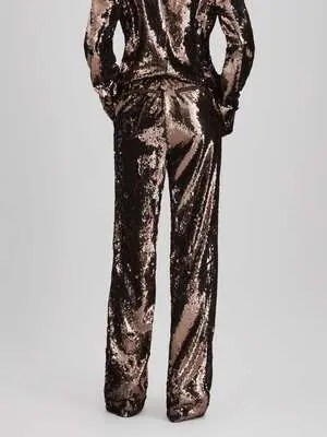 Halston Sequin Wide-leg Trousers