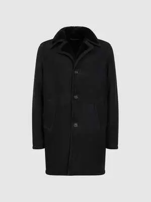 OSCAR JACOBSON Leather Suede Coat With Lambswool Lining
