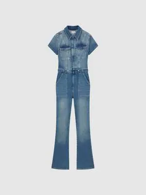Good American Fit For Success Bootcut Denim Jumpsuit